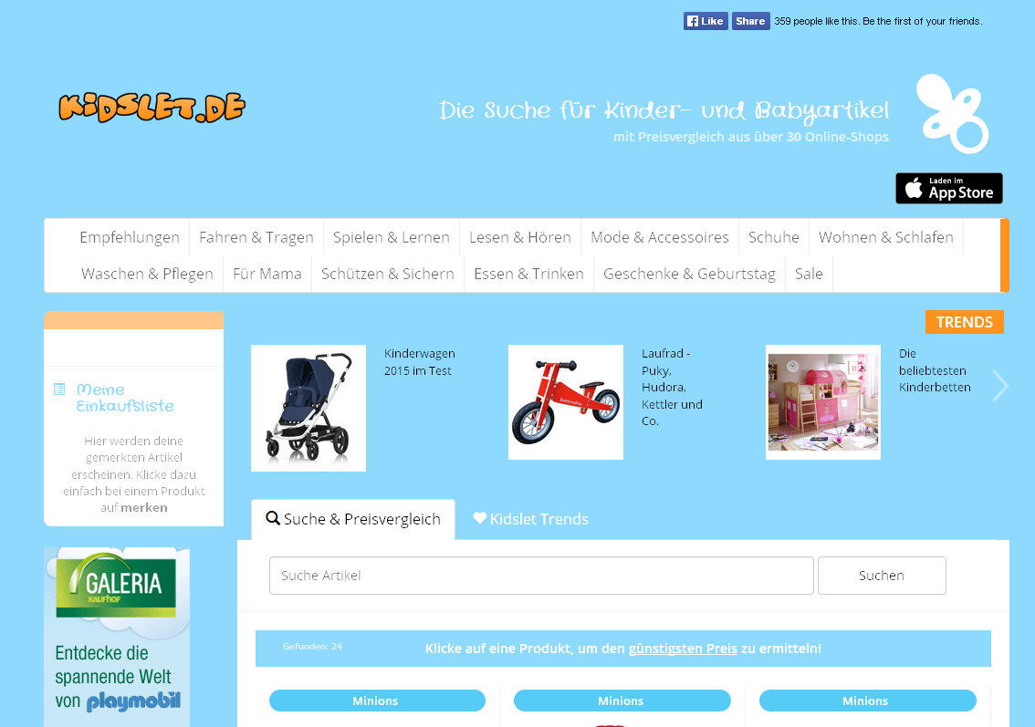 Preisvergleich für Baby- und Kinderartikel auf Kidslet.de - Milchzwerge.de